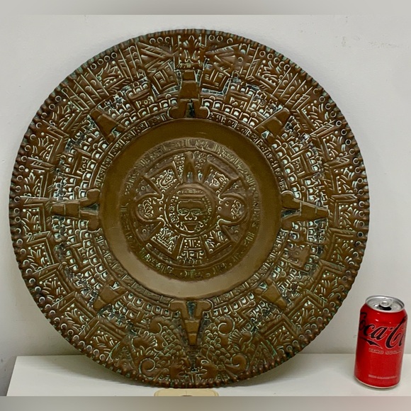 Art | Vintage Large Wall Mounting Hammered Copper South American Aztec ...